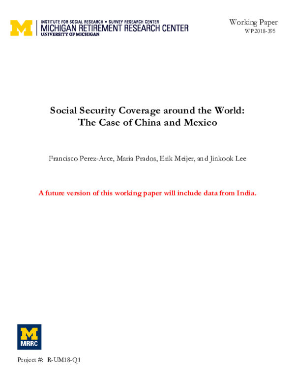 (PDF) Social Security Coverage Around the World: The Case of China and ...
