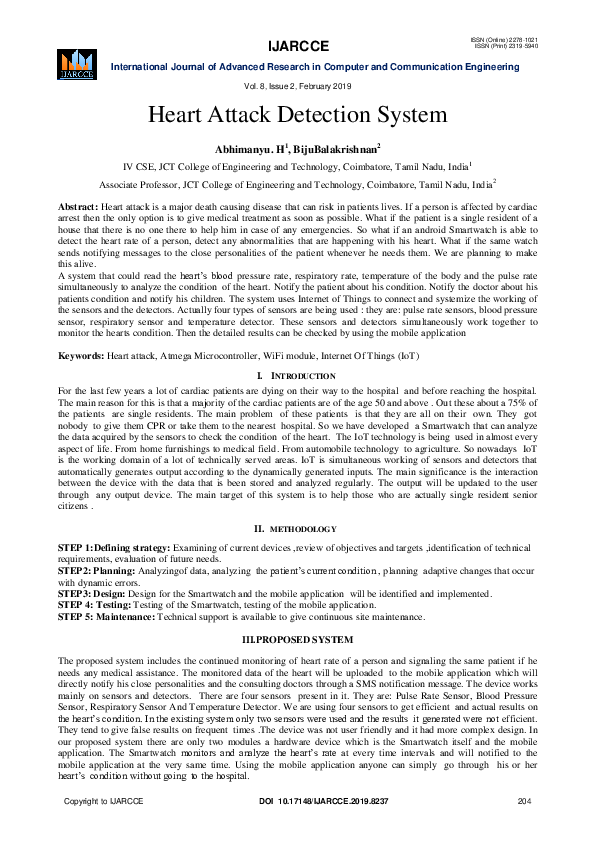 (PDF) Heart Attack Detection System