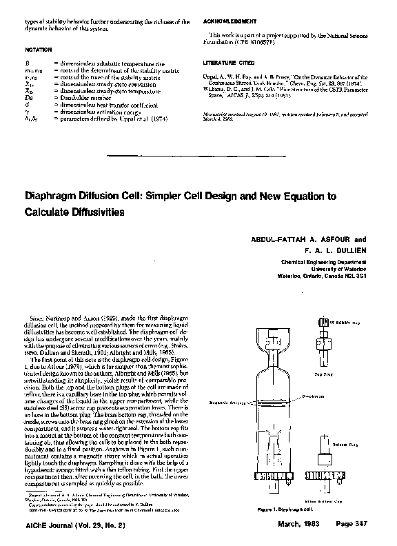 (PDF) Diaphragm diffusion cell: Simpler cell design and new equation to ...