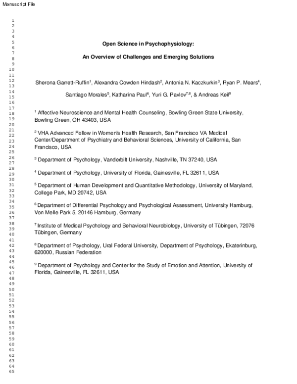 (PDF) Open science in psychophysiology: An overview of challenges and ...
