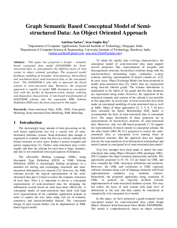 (PDF) Graph Semantic Based Conceptual Model of Semi- structured Data: An Object Oriented Approach
