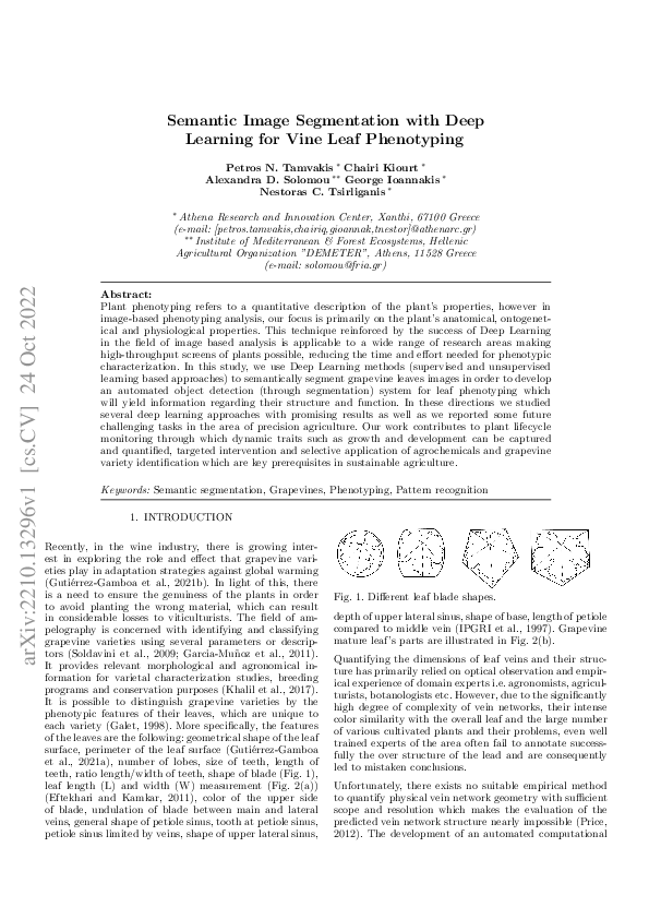 (PDF) Semantic Image Segmentation with Deep Learning for Vine Leaf Phenotyping