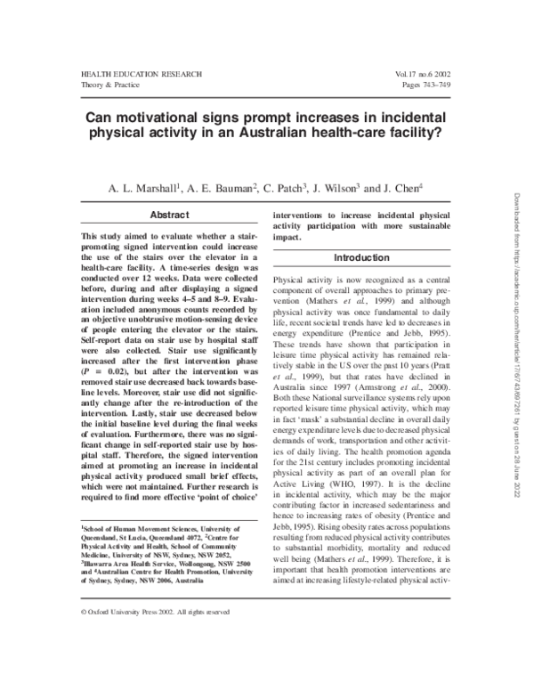 (PDF) Can motivational signs prompt increases in incidental physical ...