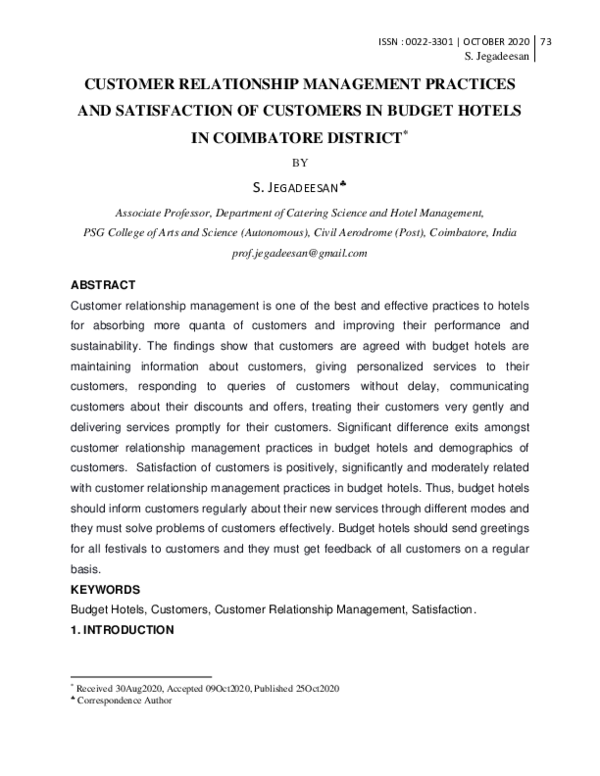 (PDF) CUSTOMER RELATIONSHIP MANAGEMENT PRACTICES AND SATISFACTION OF ...