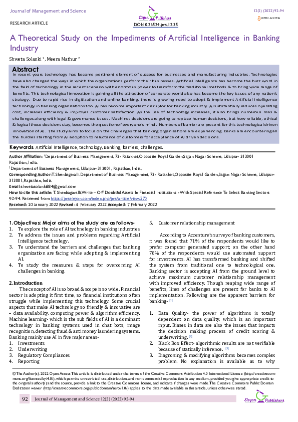 (PDF) The Impact of Artificial Intelligence on the Banking Industry | Dr. Andreas Svoboda LL.M ...