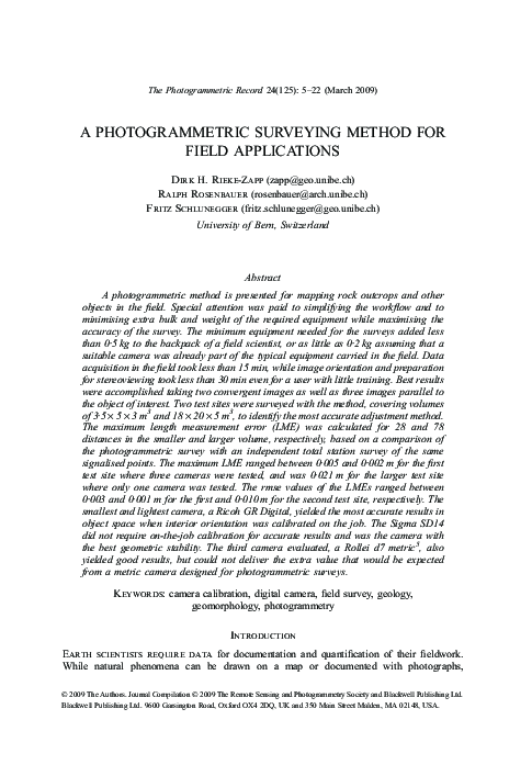 (PDF) A photogrammetric surveying method for field applications