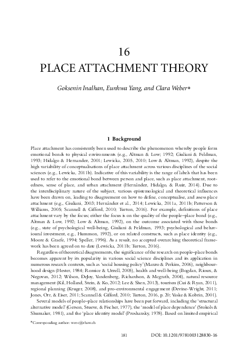 (PDF) Place Attachment Theory