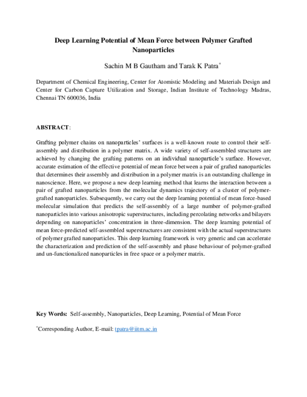 (PDF) Deep learning potential of mean force between polymer grafted ...