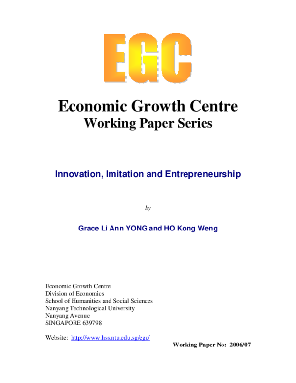 (PDF) Innovation, Imitation and Entrepreneurship