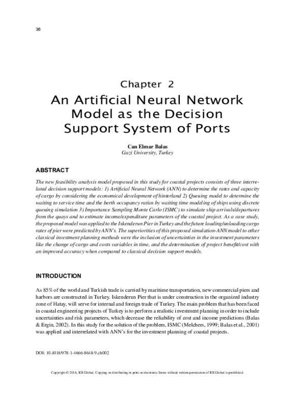 (PDF) An Artificial Neural Network Model as the Decision Support System of Ports