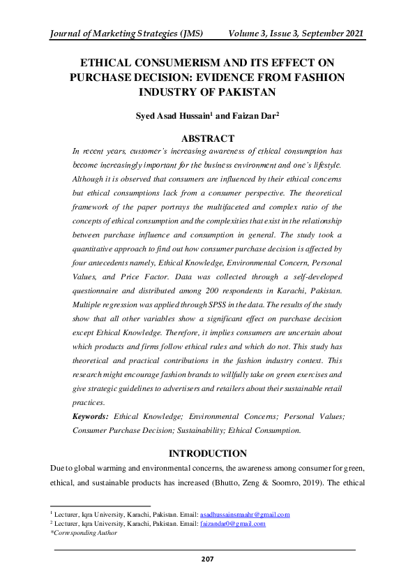 (PDF) Ethical Consumerism and its effect on Purchase Decision: Evidence ...