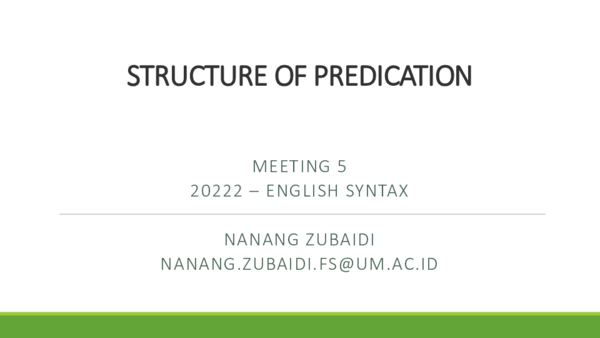 (PDF) English Syntax - Structure of Predication