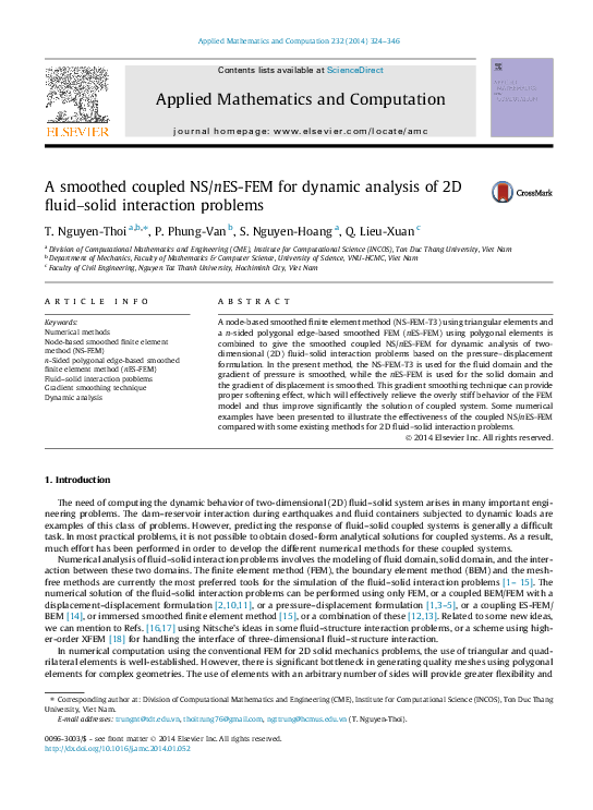 (PDF) A smoothed coupled NS/nES-FEM for dynamic analysis of 2D fluid–solid interaction problems