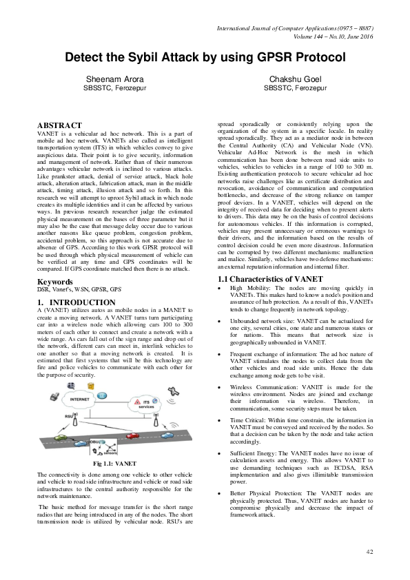Pdf Detect The Sybil Attack By Using Gpsr Protocol