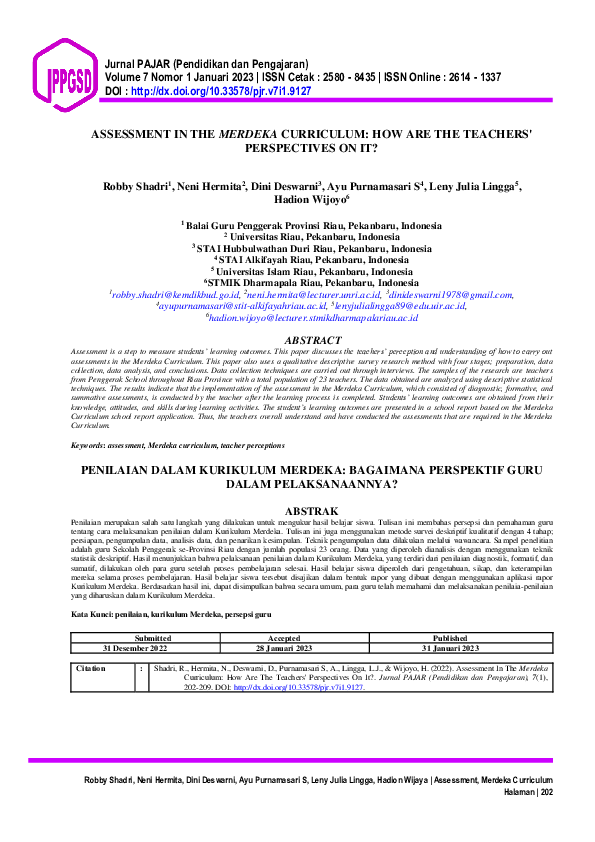 (PDF) ASSESSMENT IN THE MERDEKA CURRICULUM: HOW ARE THE TEACHERS ...
