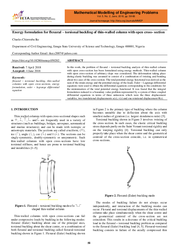(PDF) Energy formulation for flexural – torsional buckling of thin-walled column with open cross ...