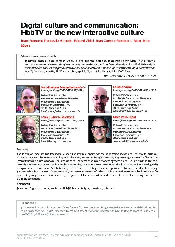 (PDF) Digital culture and communication: HbbTV or the new interactive ...