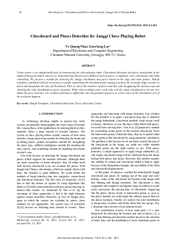 (PDF) Chessboard and Pieces Detection for Janggi Chess Playing Robot