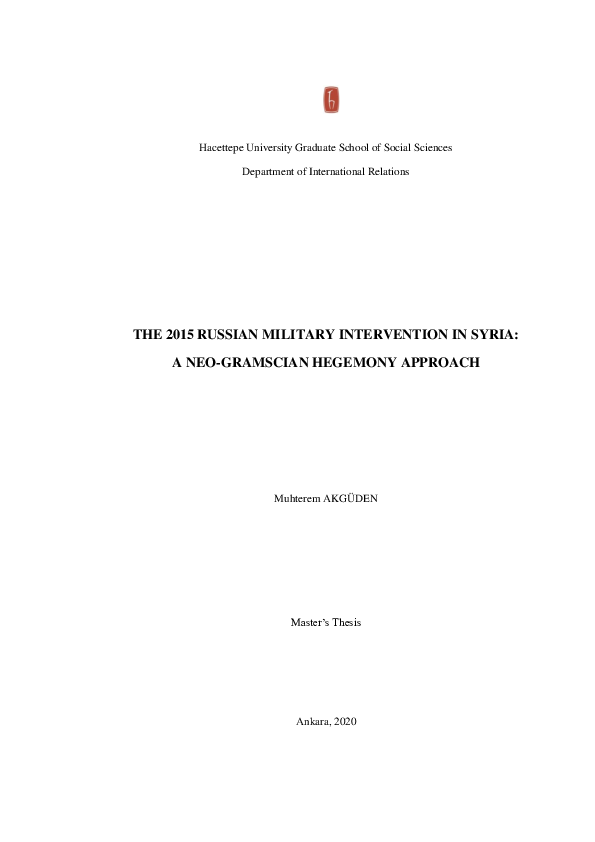 (PDF) The 2015 Russian Military Intervention in Syria: A Neo-Gramscian ...
