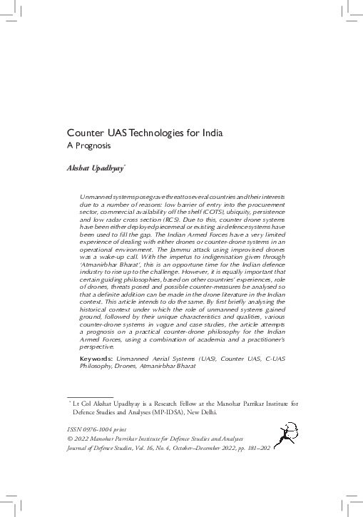 (PDF) Counter UAS Technologies for India