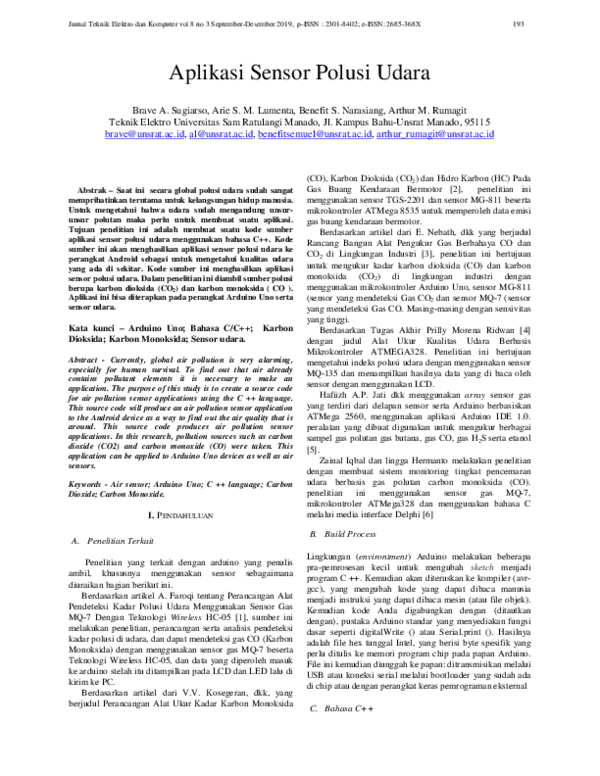 (PDF) Aplikasi Sensor Polusi Udara
