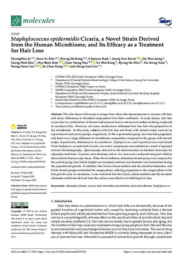 (PDF) Staphylococcus epidermidis Cicaria, a Novel Strain Derived from ...