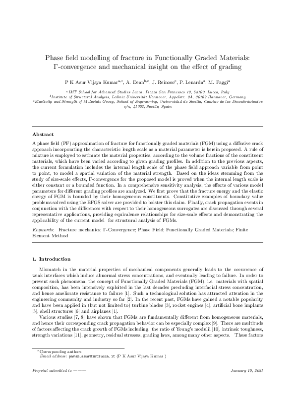 Pdf Phase Field Modeling Of Fracture In Functionally Graded Materials Γ Convergence And