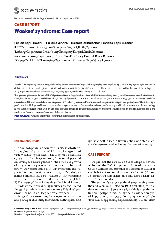 (PDF) Woakes’ syndrome: Case report