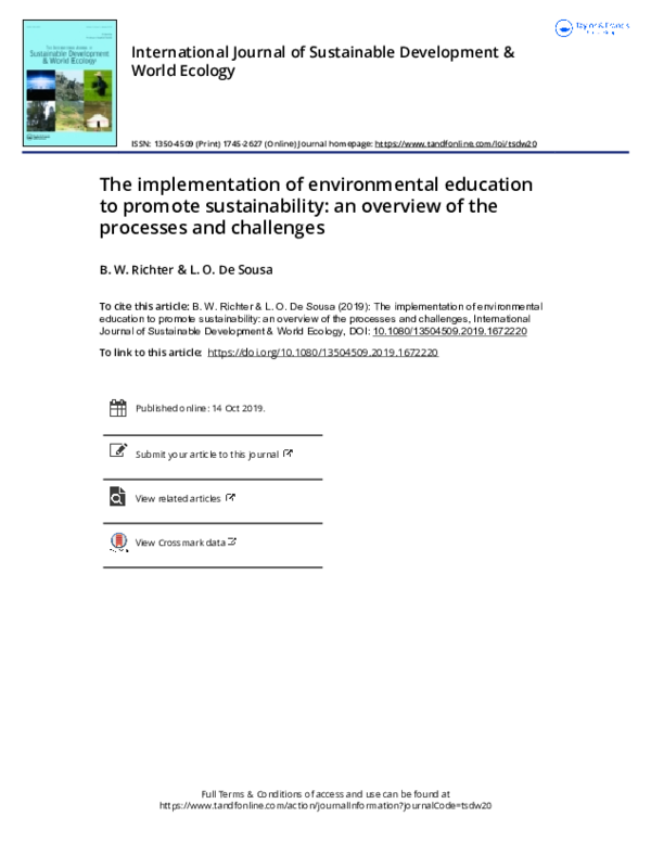 (PDF) The implementation of environmental education to promote ...