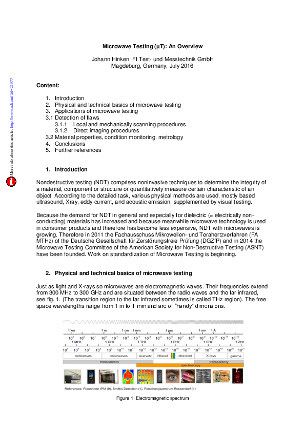 (PDF) Microwave Testing (μT): An Overview