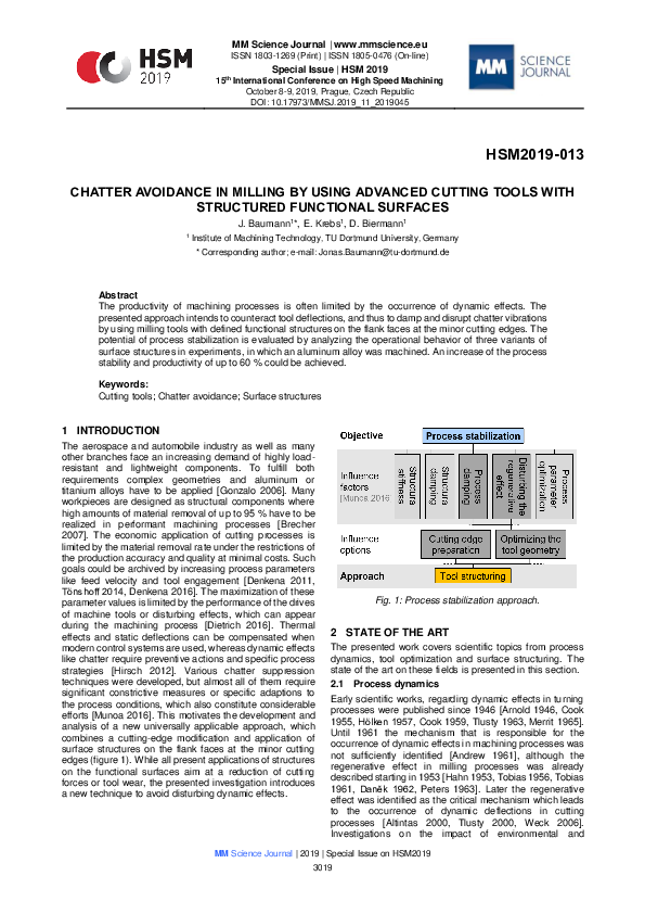(PDF) Chatter Avoidance in Milling by Using Advanced Cutting Tools with ...