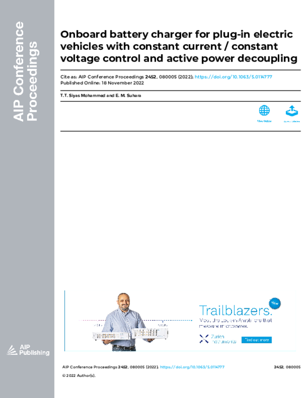 (PDF) Onboard battery charger for plug-in electric vehicles with constant current / constant ...