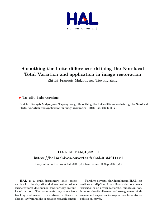 (PDF) Smoothing the finite differences defining the Non-local Total ...