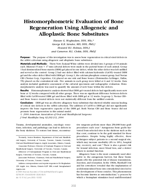 Histomorphometric evaluation of bone regeneration using allogeneic and ...