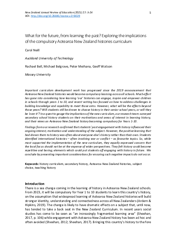 (PDF) What for the future, from learning the past?