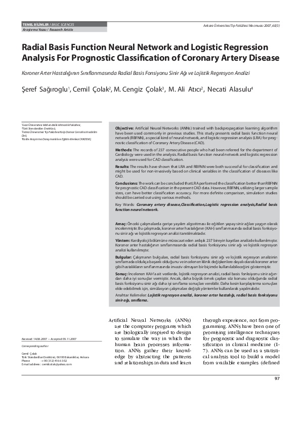 (PDF) Radial Basis Function Neural Network and Logistic Regression Analysis For Prognostic ...