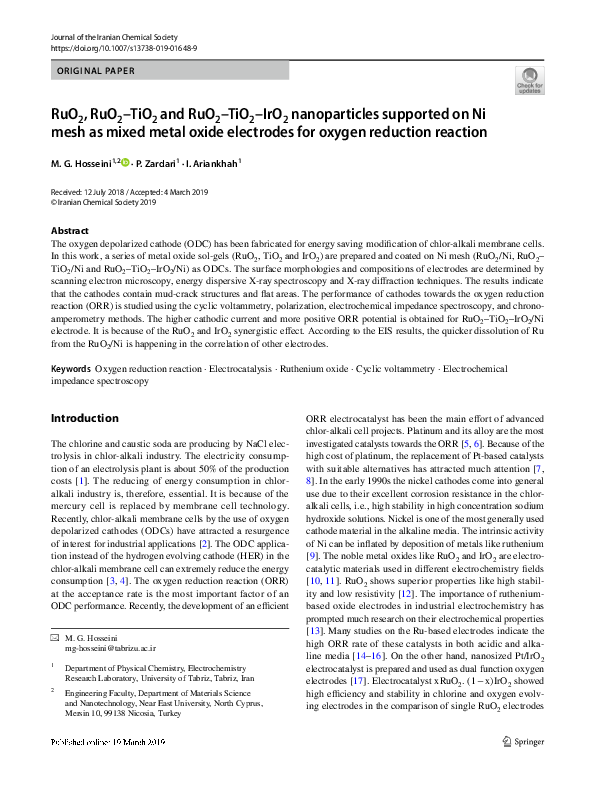 (PDF) RuO2, RuO2–TiO2 and RuO2–TiO2–IrO2 nanoparticles supported on Ni ...