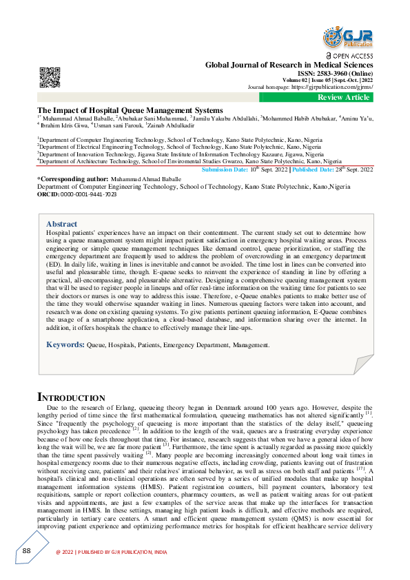(PDF) The Impact of Hospital Queue Management Systems