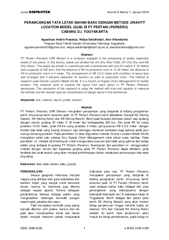 (PDF) Perancangan Tata Letak Bahan Baku Dengan Metode Gravity Location ...