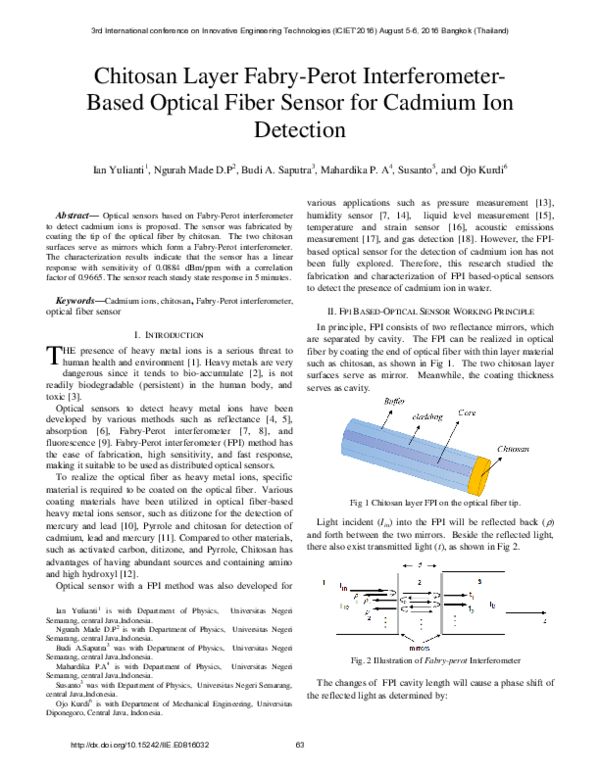 (PDF) Chitosan Layer Fabry-Perot Interferometer-Based Optical Fiber ...