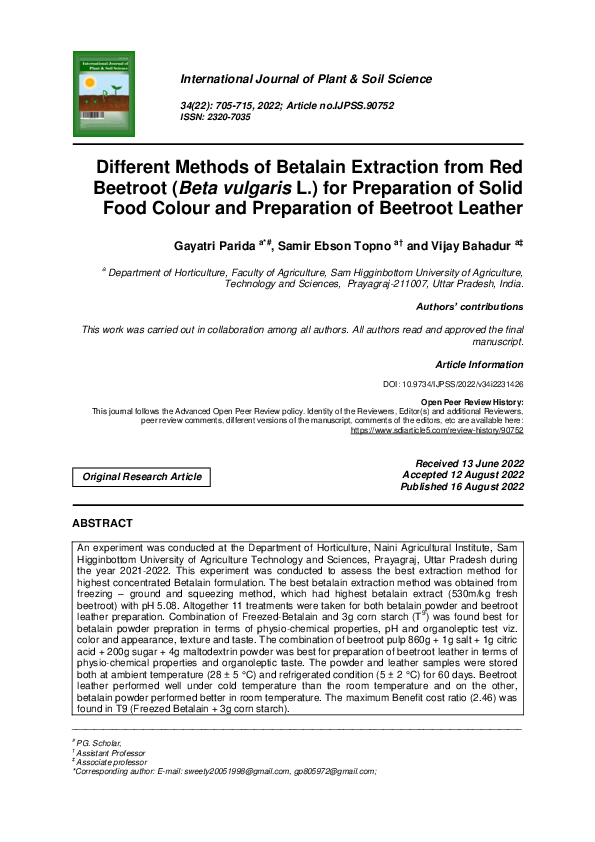 (PDF) Different Methods of Betalain Extraction from Red Beetroot (Beta ...