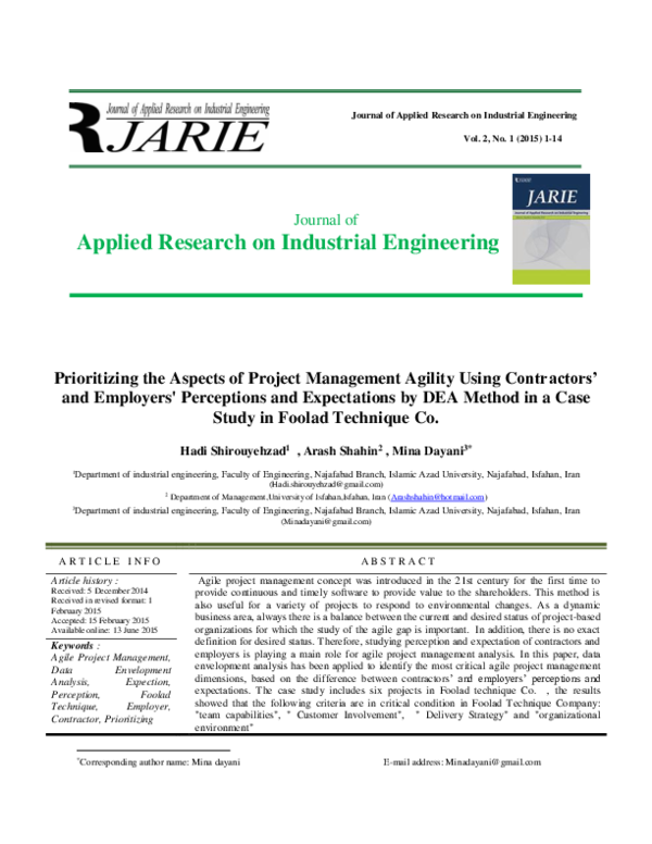 (PDF) Prioritizing the Aspects of Project Management Agility Using ...