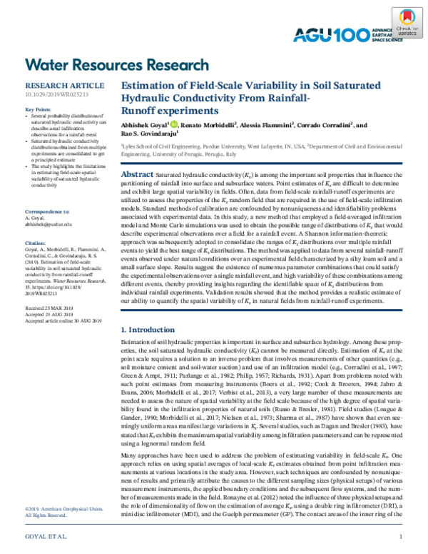 (PDF) Estimation of Field‐Scale Variability in Soil Saturated Hydraulic ...