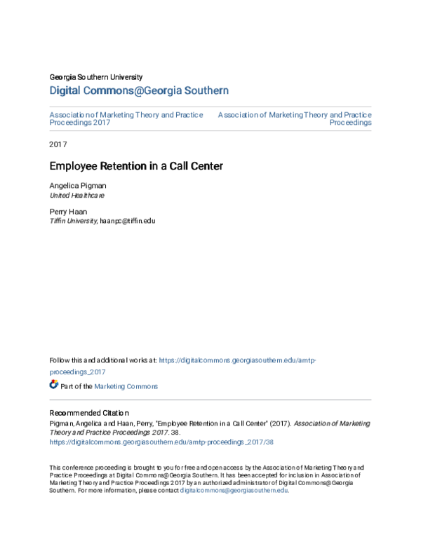(PDF) Employee Retention in a Call Center