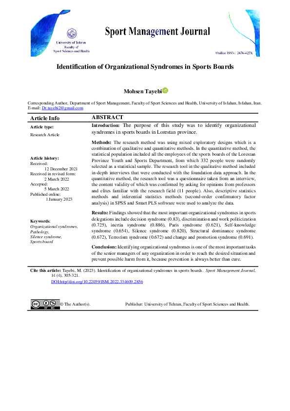 (PDF) Identification of Organizational Syndromes in Sports Boards