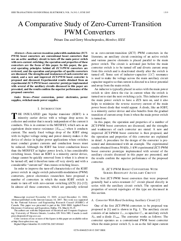 (PDF) A Comparative Study of Zero-Current-Transition PWM Converters