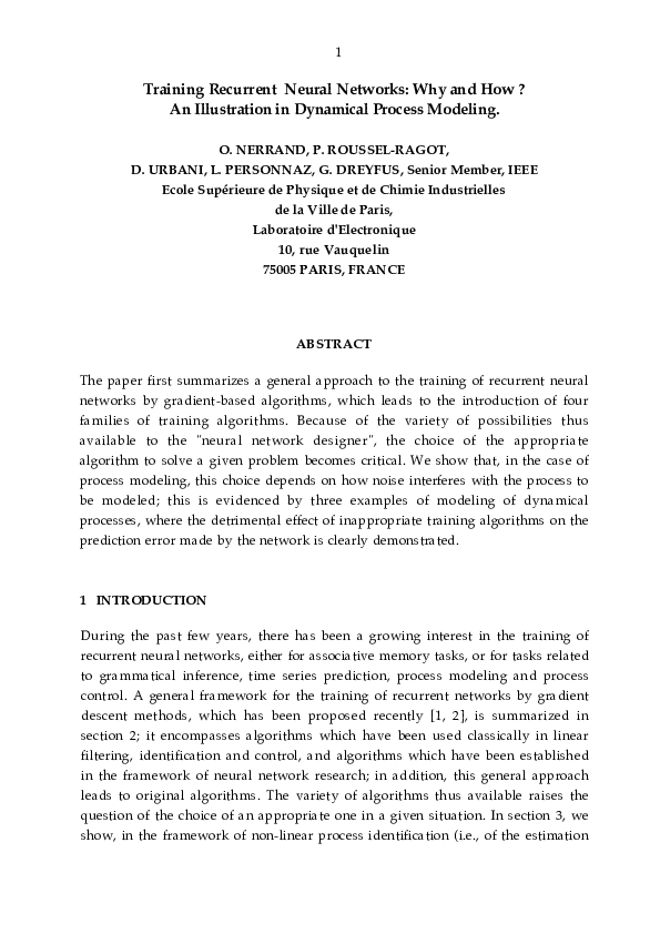 (PDF) Training recurrent neural networks: why and how? An illustration in dynamical process ...