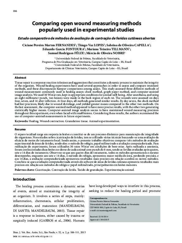 (PDF) Comparing open wound measuring methods popularly used in ...