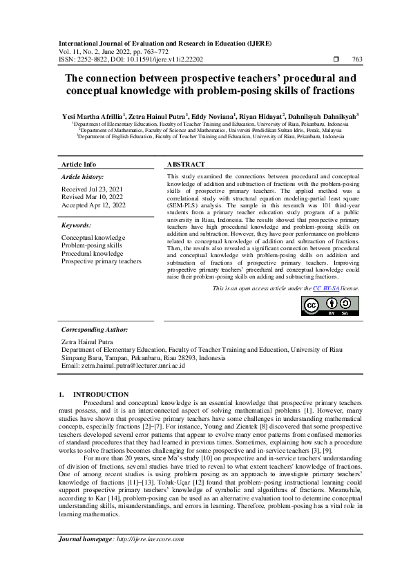 (PDF) The connection between prospective teachers’ procedural and ...