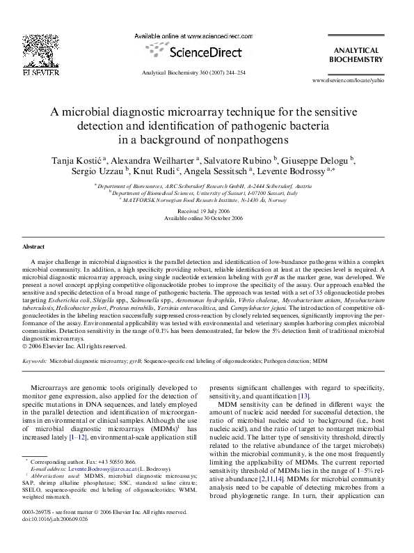 (PDF) Microbial Microarray for Pathogen Detection